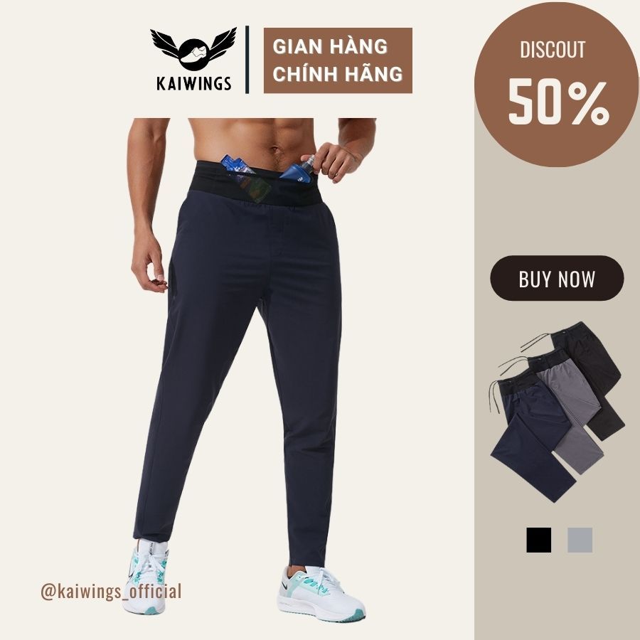 High-quality men's long sports pants with mesh pockets, KAIWINGS high ...