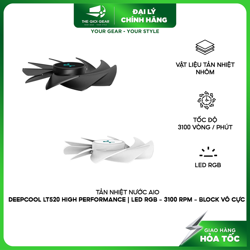 Aio Water Cooler - DeepCool LT520 High Performance LED RGB - 3100 RPM ...