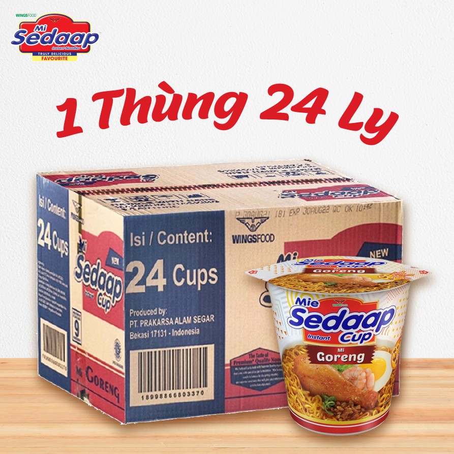 Box of 24 Cups of Sedaap Instant Noodles Stir-Fried Noodle Flavor 81g ...