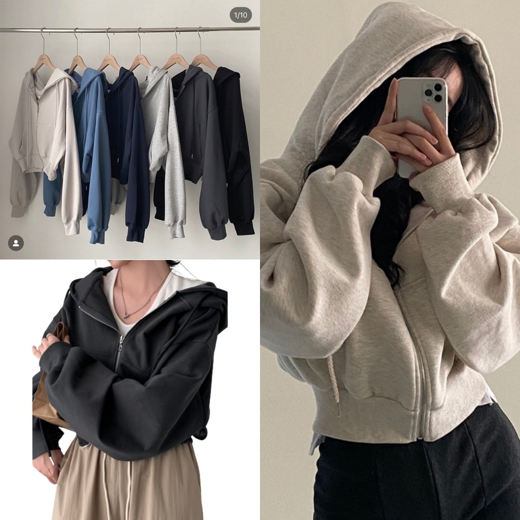Women Korean Zipper Felt Hoodies | Shopee Singapore
