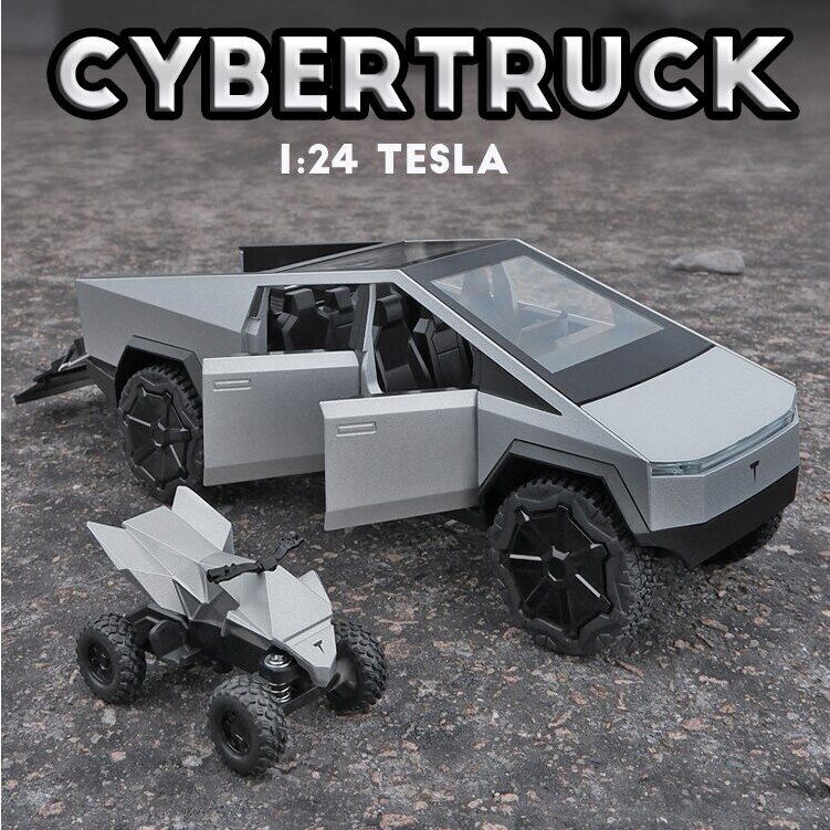 Tesla Cybertruck XHD 1:24 Cyber Truck metal mini toy car that opens the ...