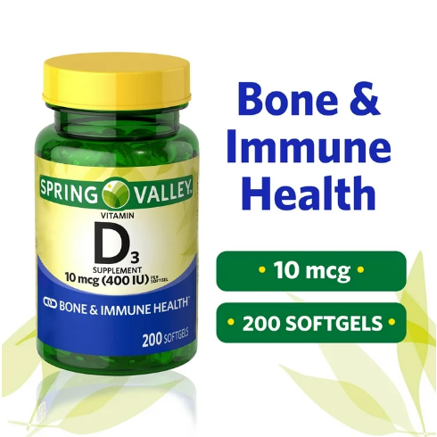 Vitamin D3 SPRING VALLEY supplement 10 mcg (400 IU) | Shopee Singapore