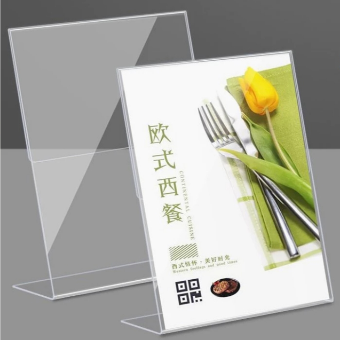 L-shaped mica tabletop menu board, size A4 A5 A6 10x20, QR CODE menu ...