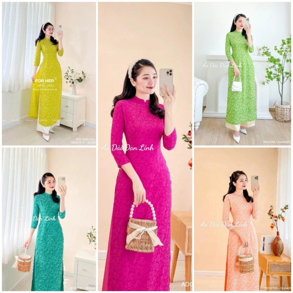 High quality willow brocade ao dai in all beautiful colors - Dan Linh ...