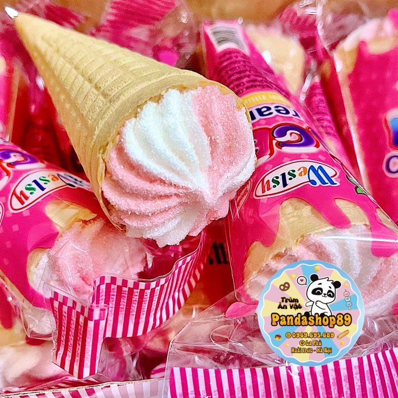 Pink ice cream cone, strawberry ice cream marshmallow cotton candy (10g ...