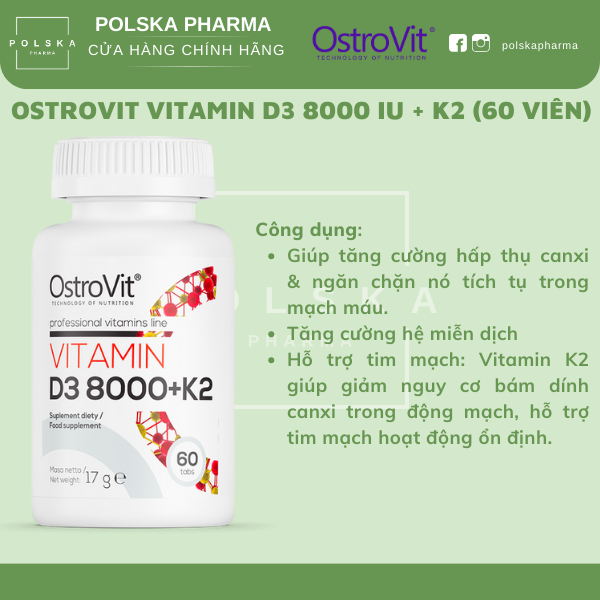 [GENUINE] Ostrovit Vitamin D3 8000 IU + K2 (60 tablets) - Protects ...