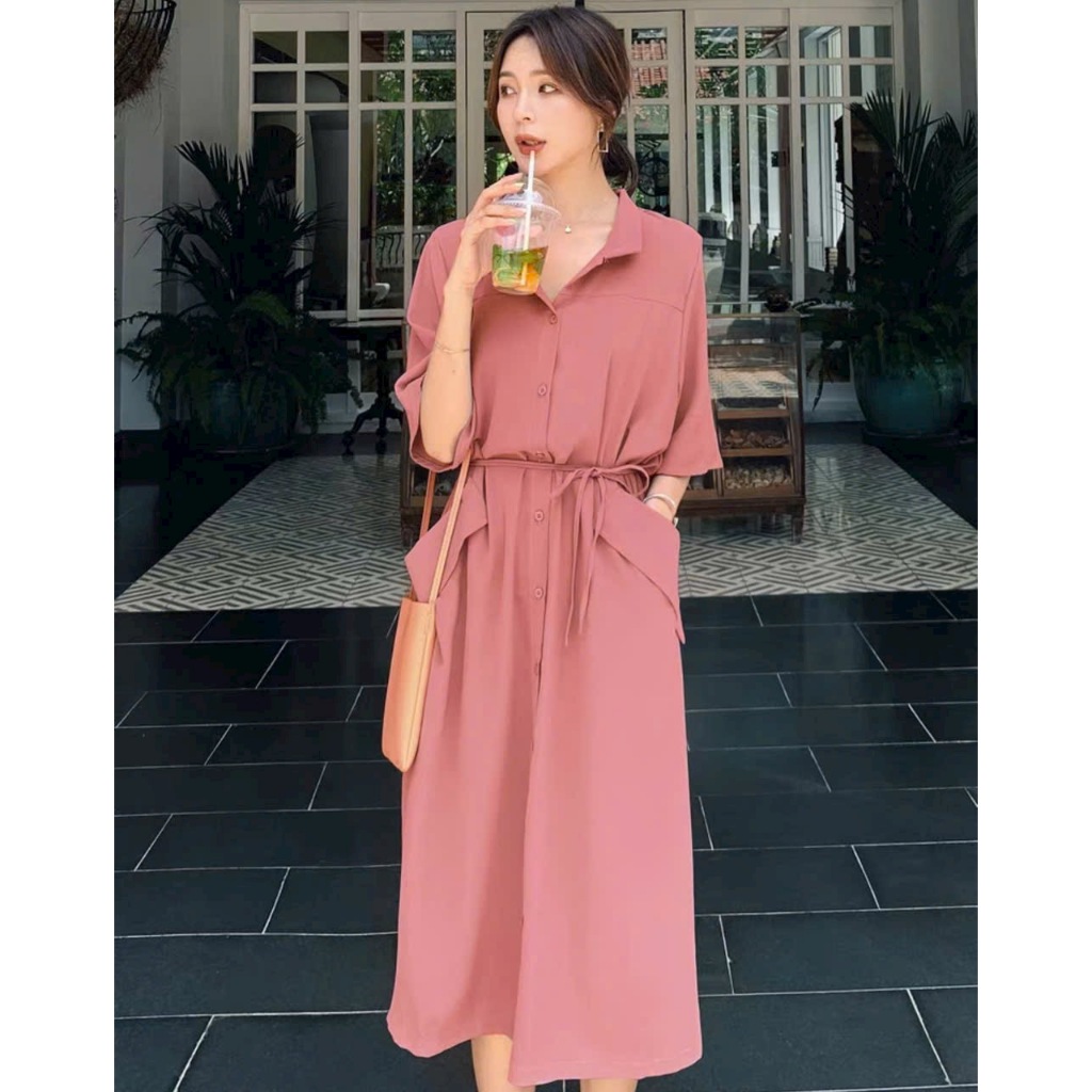 Freesize pink dress with pockets | Shopee Singapore
