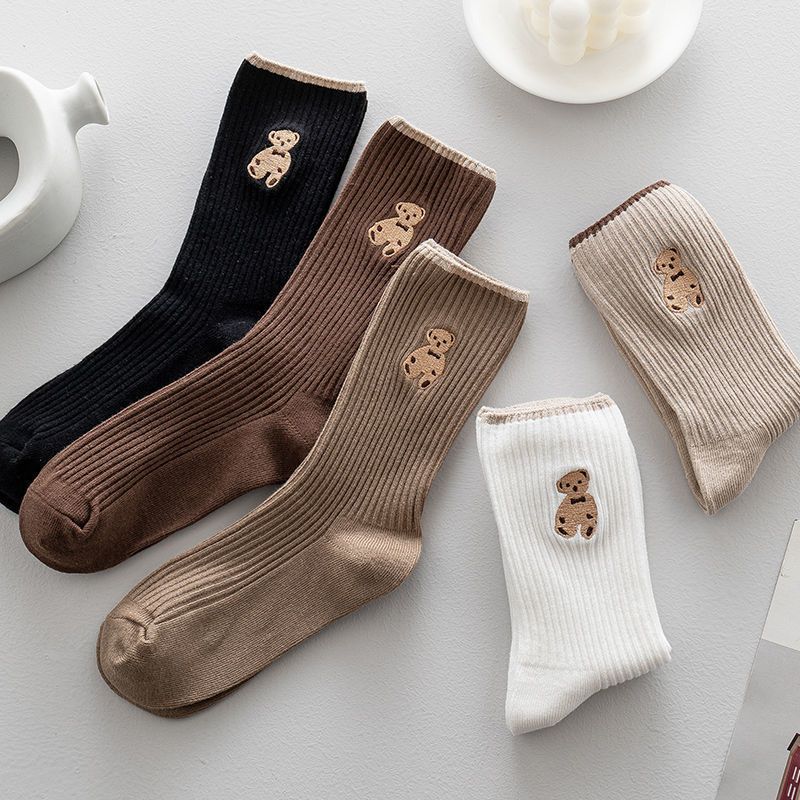 Cute Bear-Shaped cotton Women'S High-Necked Socks - Korean Women'S ...