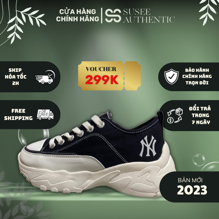 100% genuine chunky high low MLB shoes, MLB authentic NY black low cut ...