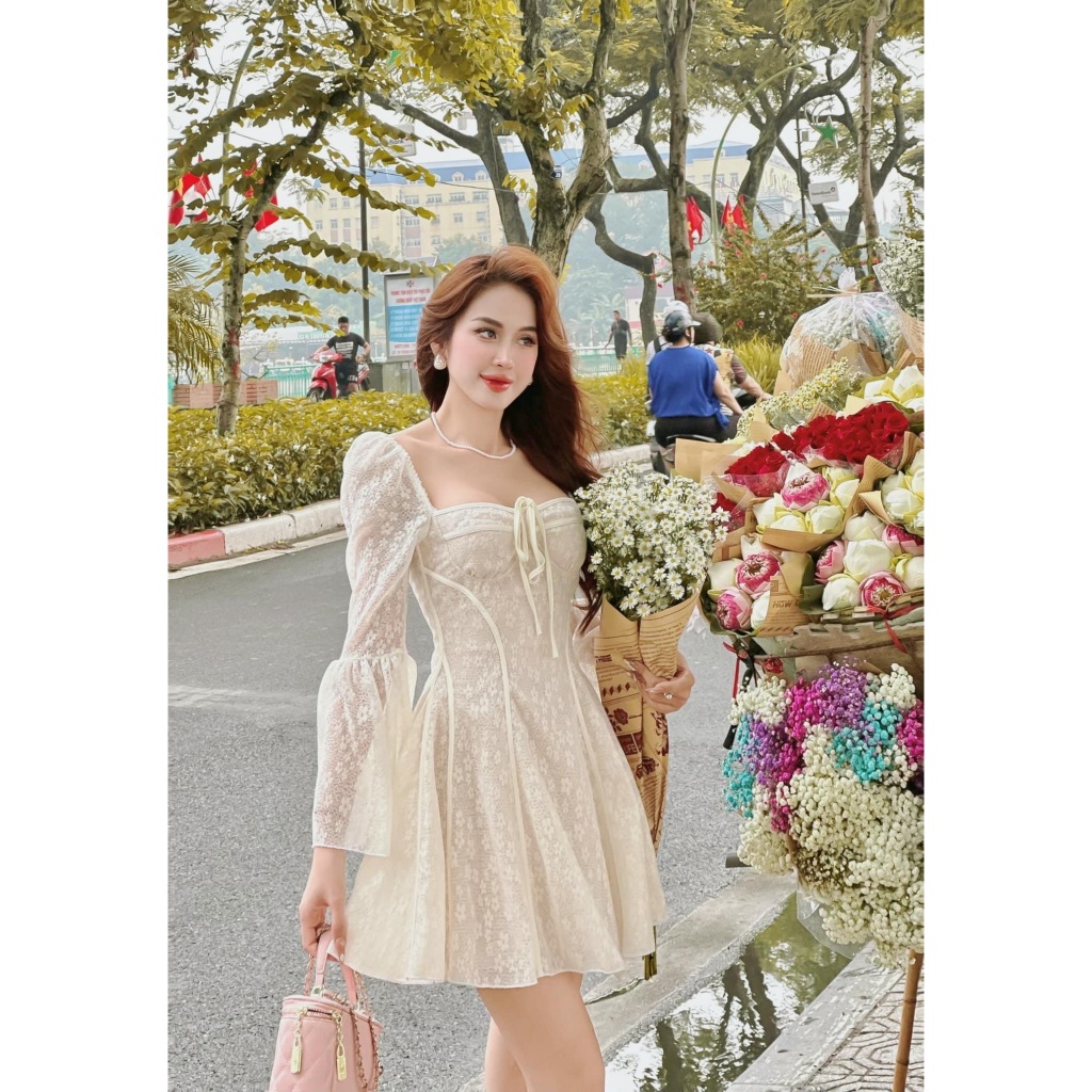 (With Bigsize) Lace Sleeve Dress Flared Chest Cup 8 Pieces CQ055 ...