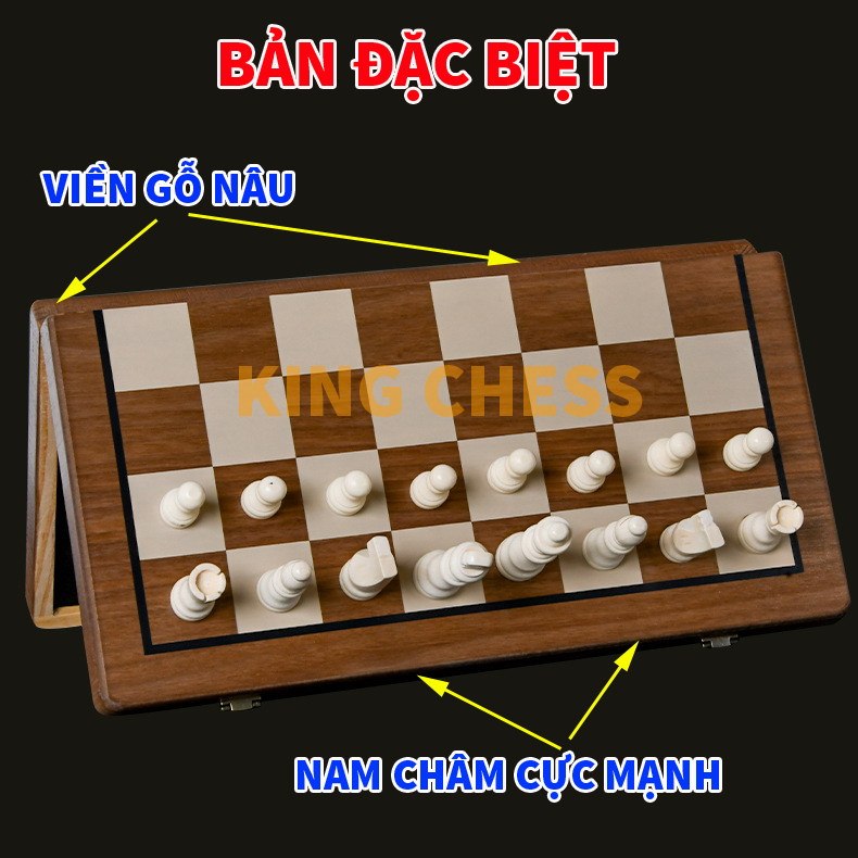 Special edition ash wood chess set with magnet (Brown border, extremely ...