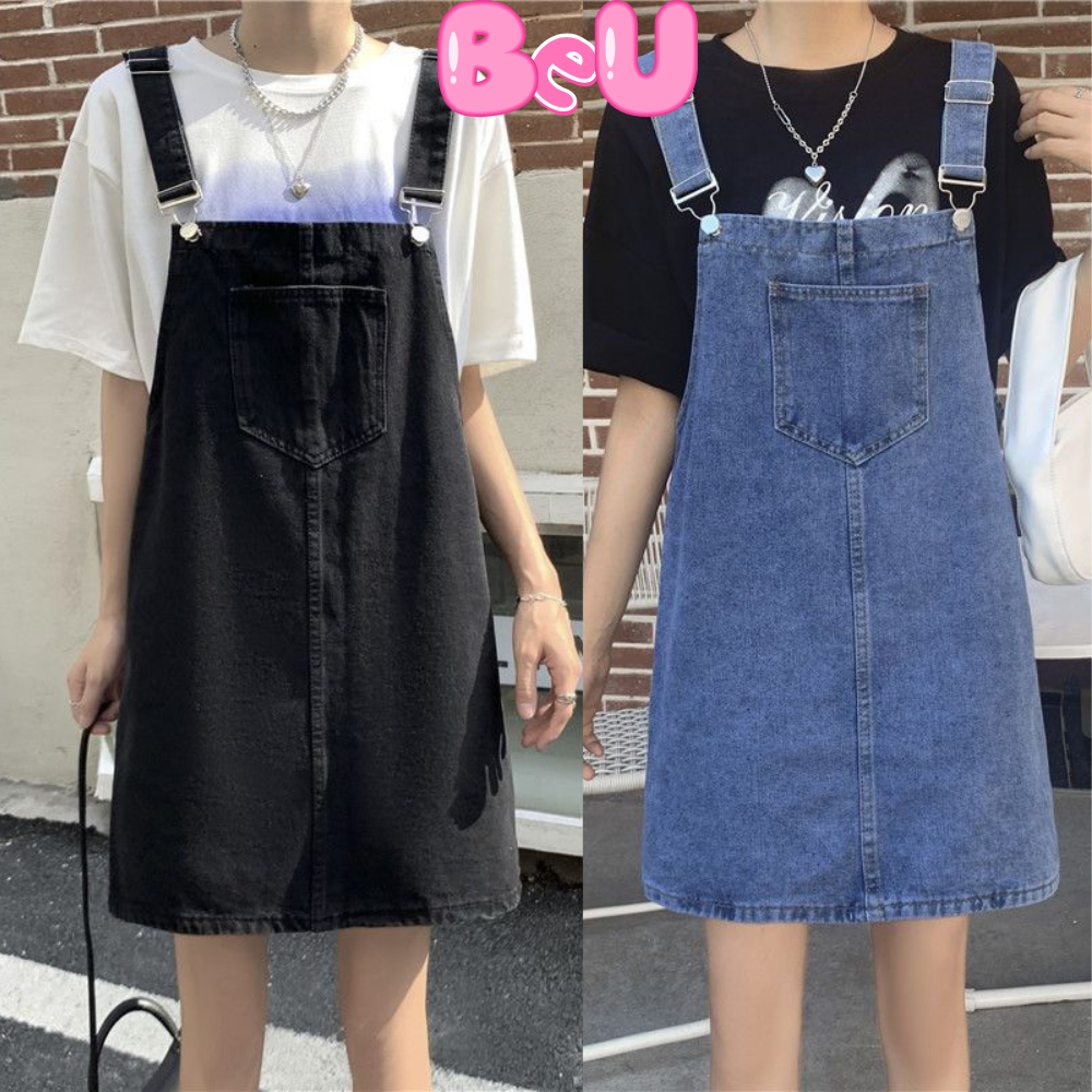 Miaa Women's Jean Overalls Dress Loose Form Multicolor Korean Style ...