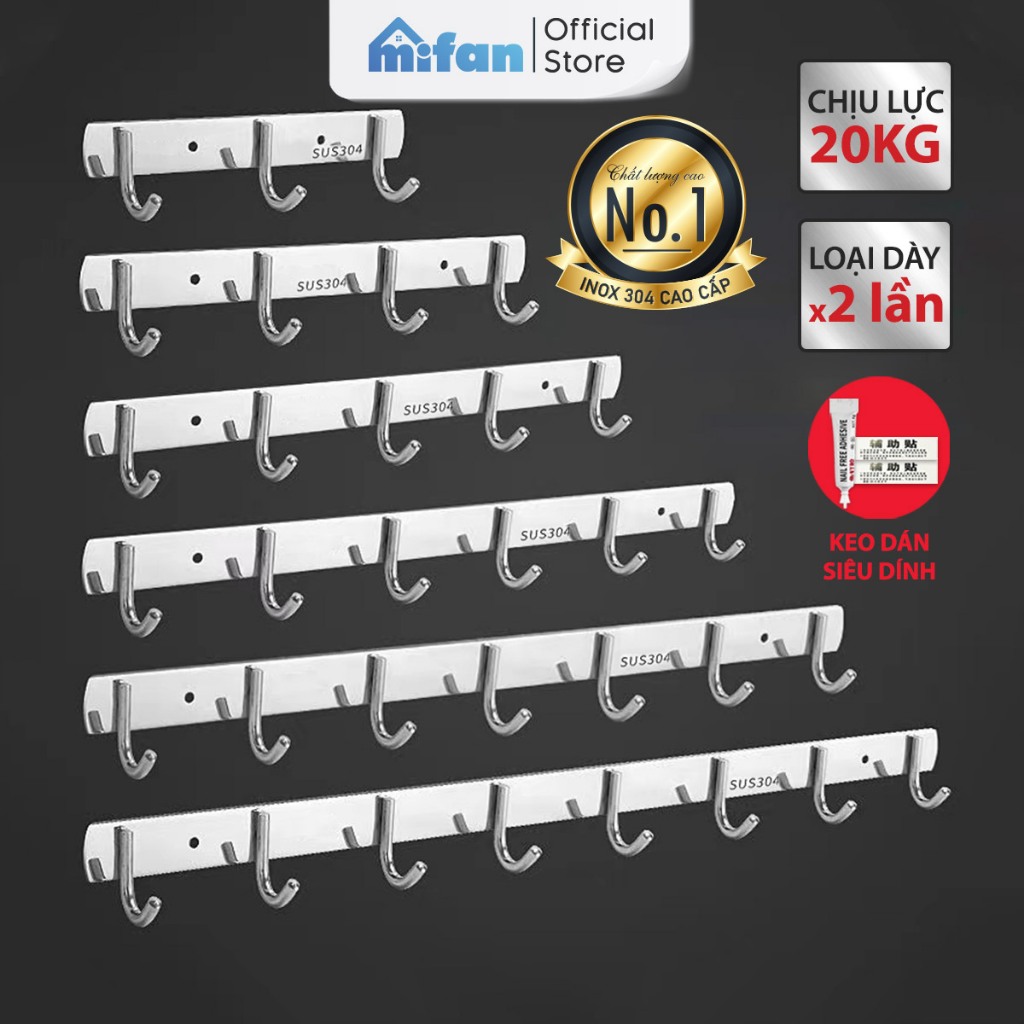 Mifan Premium 304 Stainless Steel Clothes Hanger - Super Sticky 3M Glue ...