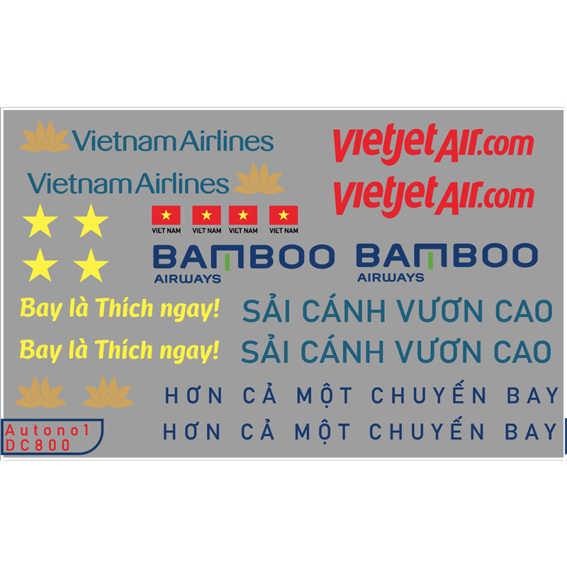 Vietnam airline-Vietjet-Bamboo-Vietnam airplane model water Decal for ...