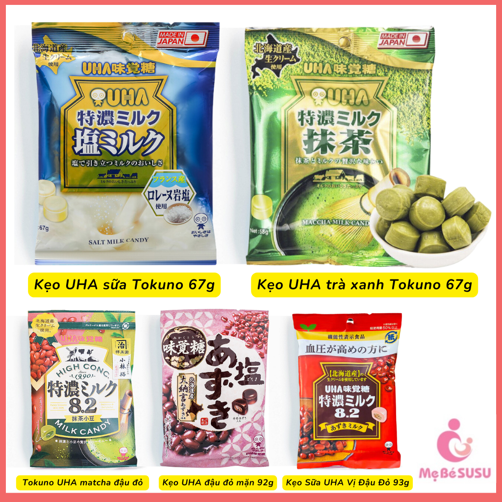 Japanese Tokuno UHA Milk Candy Matcha Green Tea Red Bean Flavor 58g ...