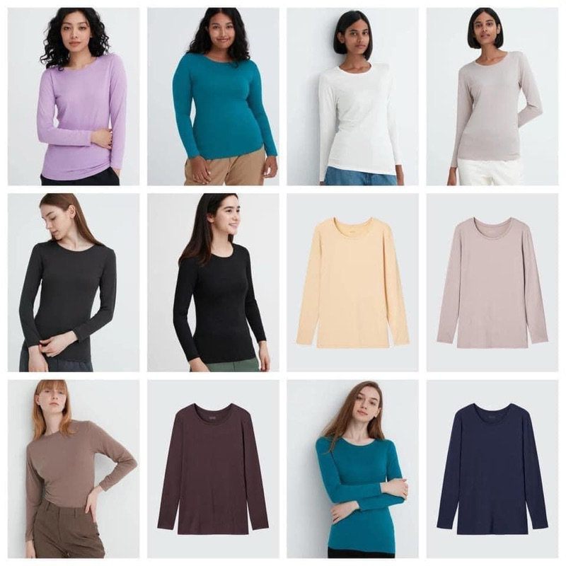 Heattech women's regular round neck thermal shirt (pick store Japan ...