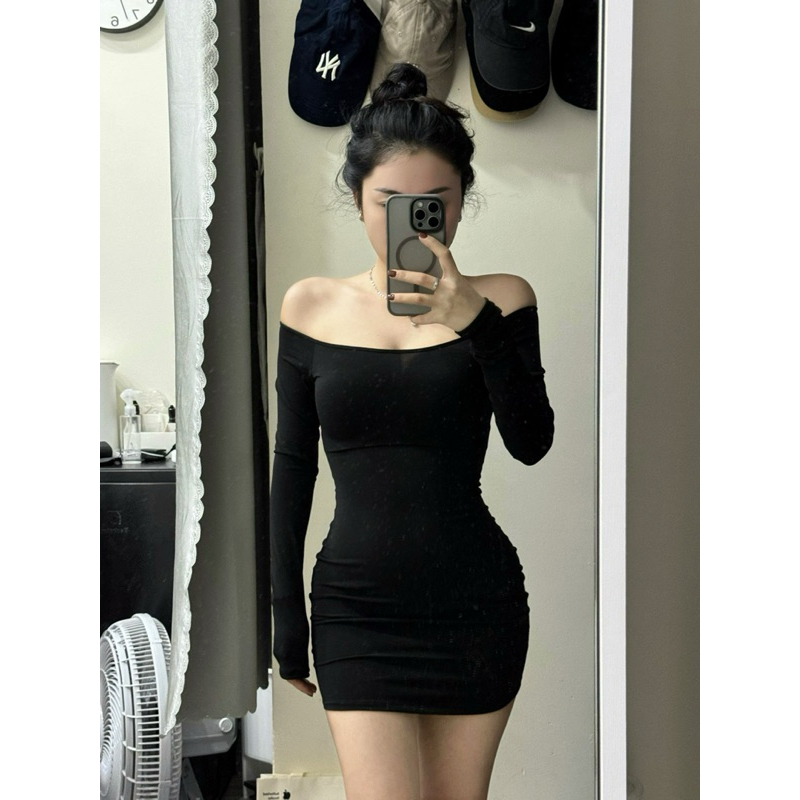 Off-the-shoulder bodycon dress (thin) | Shopee Singapore