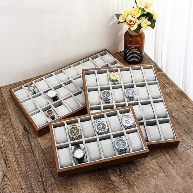 Watch display tray, 24-piece luxury wooden watch tray | Shopee Singapore