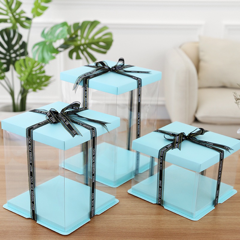 Transparent Plastic Mica Box with Blue Base Includes 3 Parts BaseCNY ...