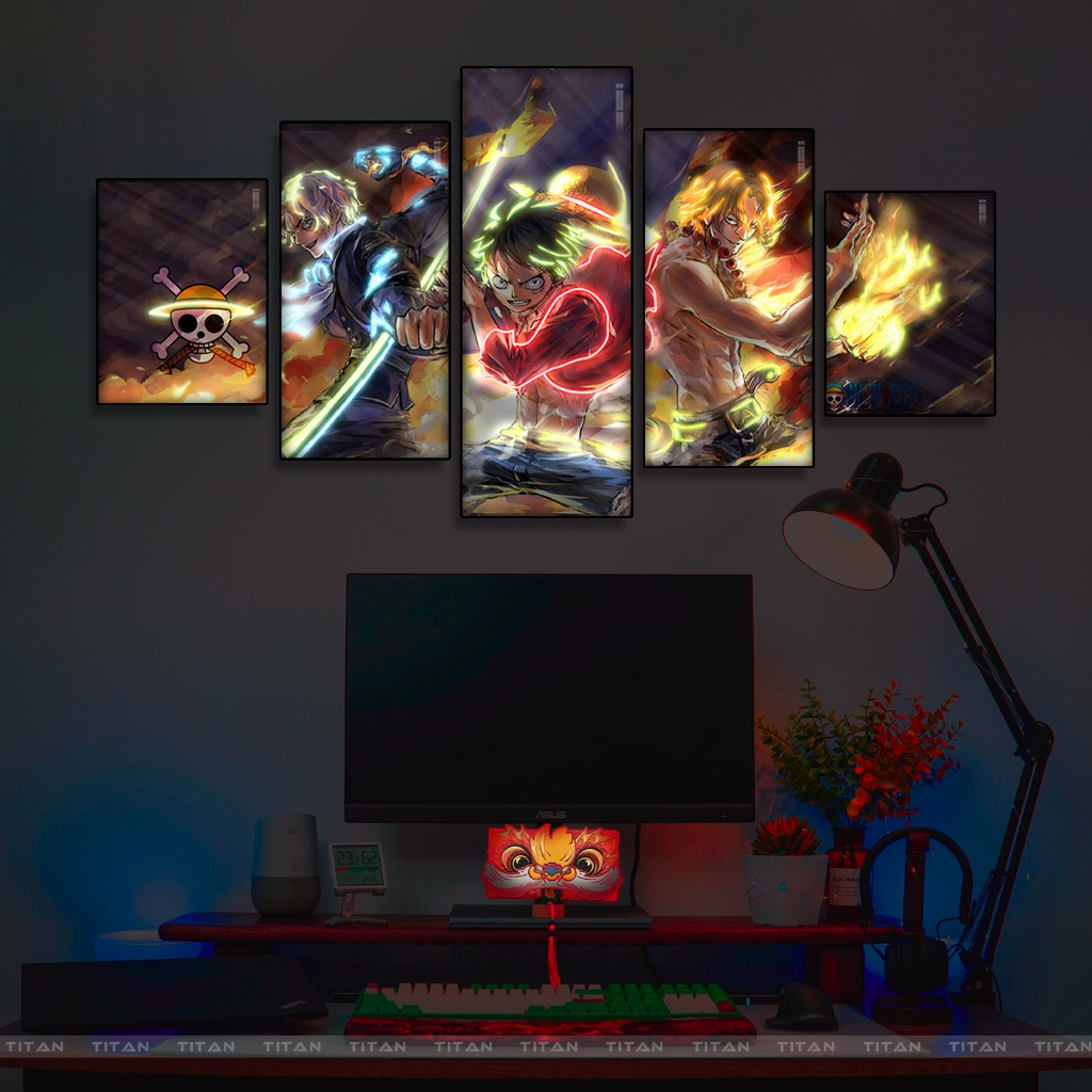 Set of 5 Neon Wall Stickers (Imitation led) One Piece theme, DECAL ...