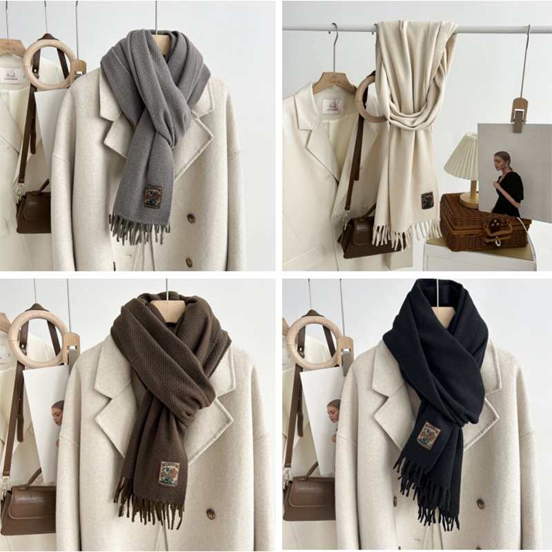 Solid color cashmere scarf190*45CM Soft vintage wool scarf Autumn and ...
