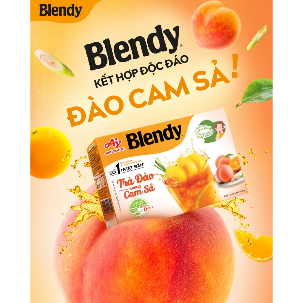 Blendy Orange Lemongrass Peach Tea Box 88g/Box (1 Box of 8 Packets ...