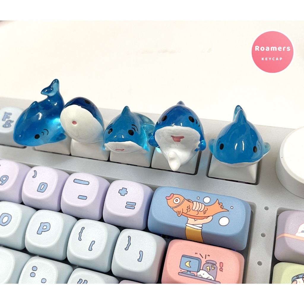 Super Cute Blue Shark Keycap Mechanical Keyboard Buttons | Shopee Singapore