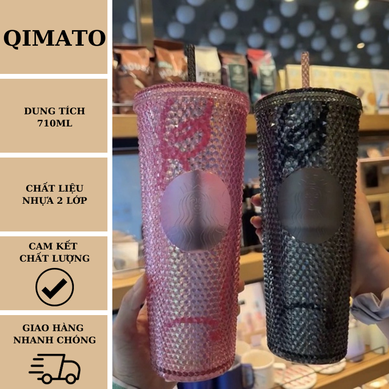 Starbucks Blackpink thermos cup Jiso version 710ml, fullbox two-color water bottle with Qimato ...