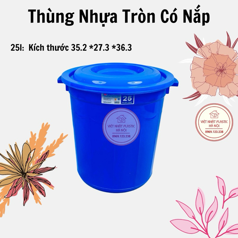[Ready Stock] Round Plastic Container With Lid, Water Tank 25L / 35L ...