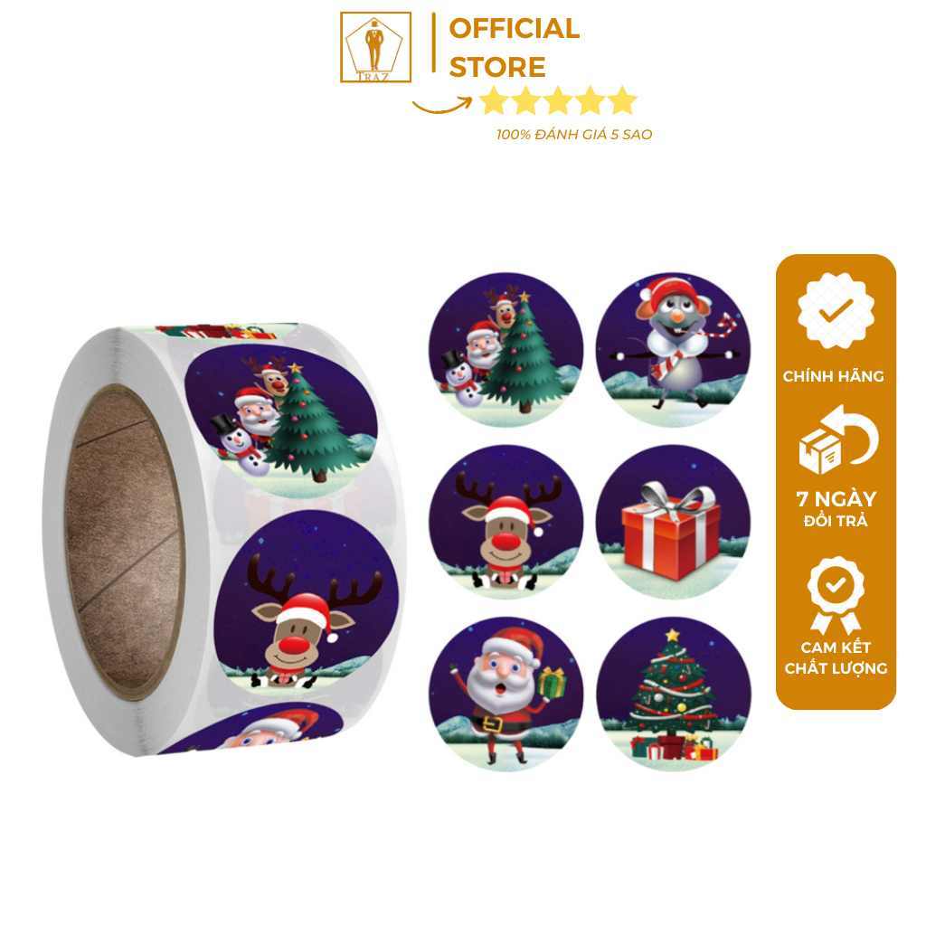 Sticker Mery Chirstmas TRAZ Christmas sticker roll x 2.5cm (10 random ...