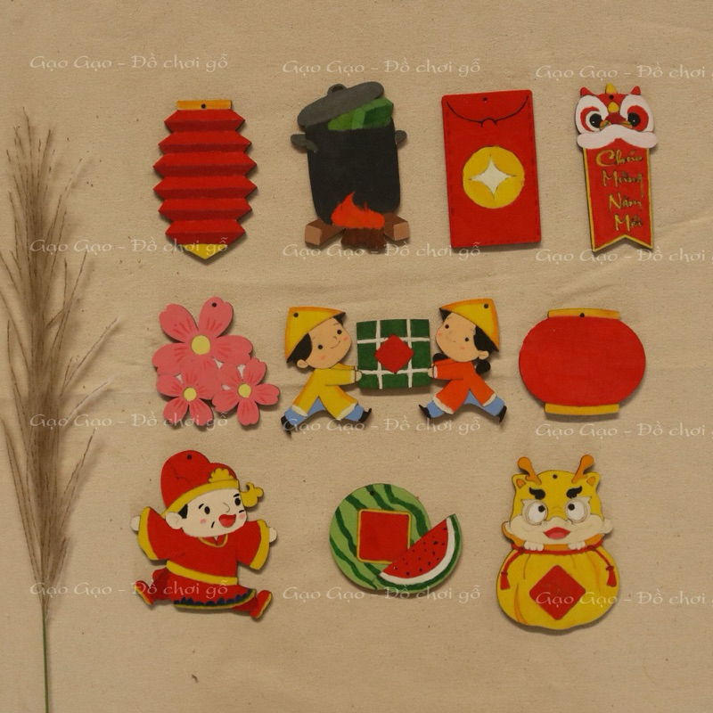 Decorative wooden coloring Set CNY 2024- Decorative Set WoodenCNY ...