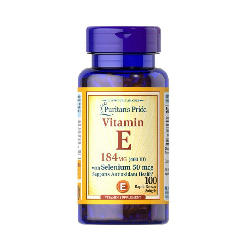 Vitamin E 184MG 400 IU WITH SELENIUM 50MCG PURITAN'S PRIDE 100 Tablets ...