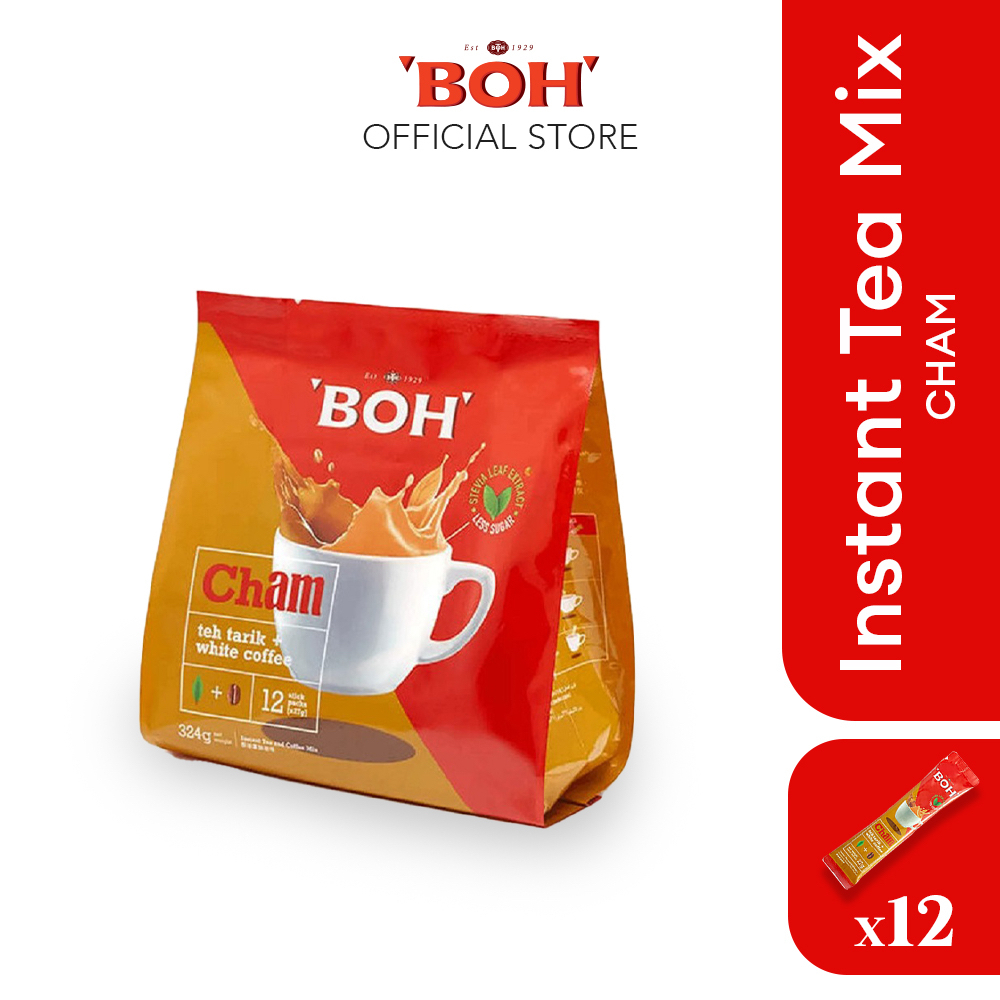 Boh CHAM TEA & COFFEE MIX LESS SUGAR (12's) | Shopee Singapore