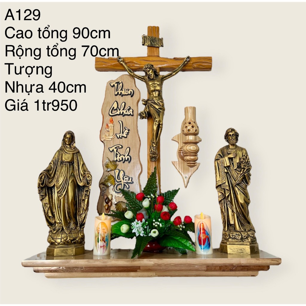 Beautiful Wooden Christian Altar Wall Mounted In Catholic Living Room ...