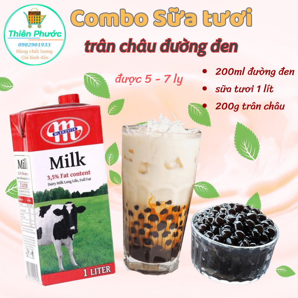 Fresh milk Set with brown sugar pearls for 5 - 7 cups (milk box as ...