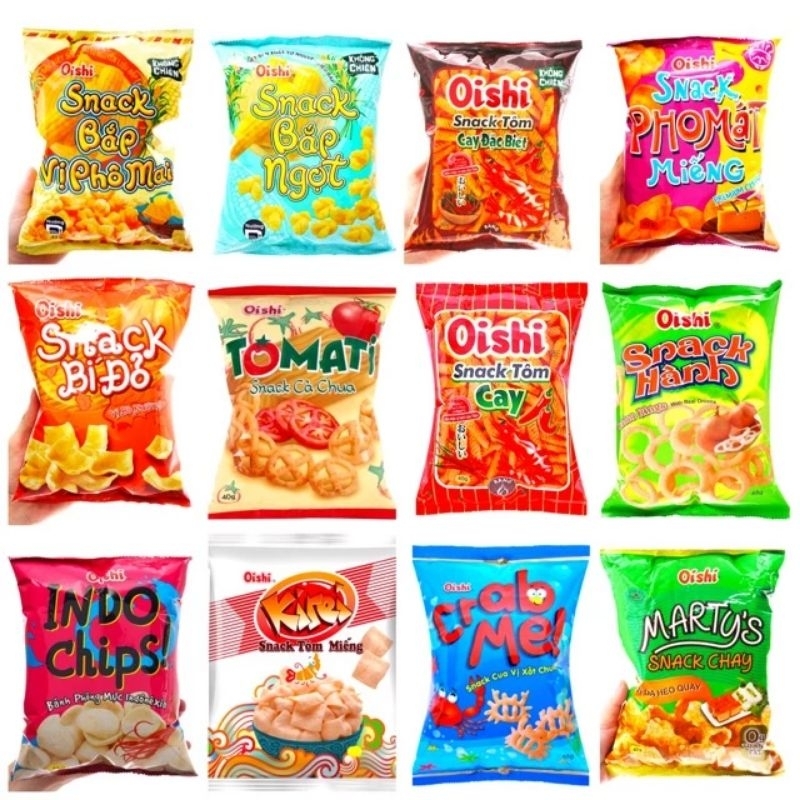 Bag of 20 Snack Packs of Oishi Snacks of All Flavors 6g, Oishi Snacks ...