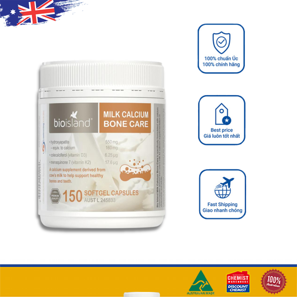 Australian Calcium Supplement Bio Island Milk Calcium Bone Care 150 ...