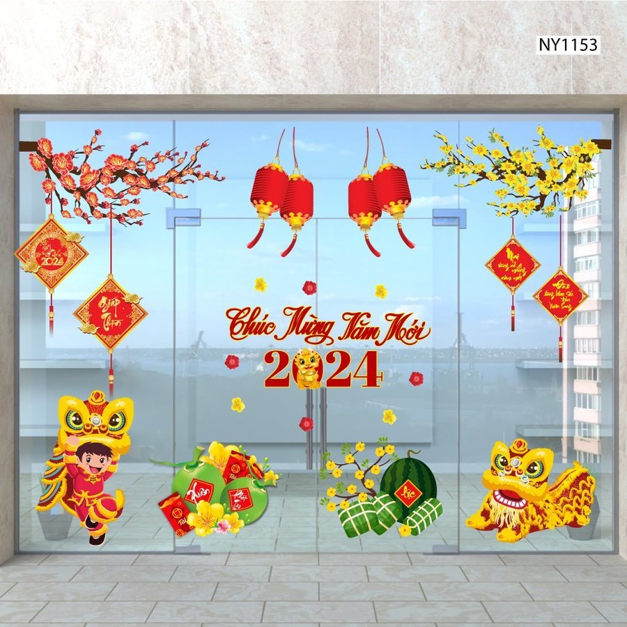 Lala High-End CNY Decorative Decal Happy New Year 2024 Iron Color Sharp ...