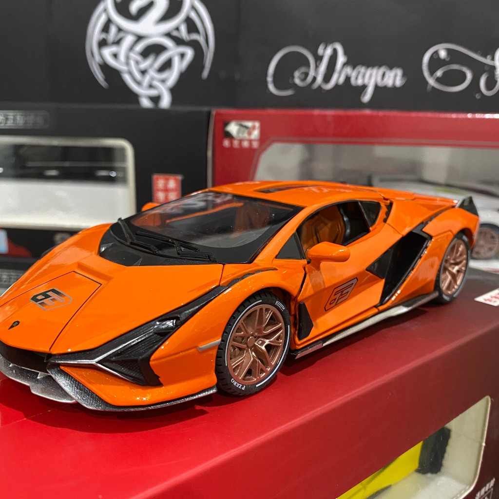 Lamborghini Sian alloy car model, scale 1:24, solid steel frame, Orange ...