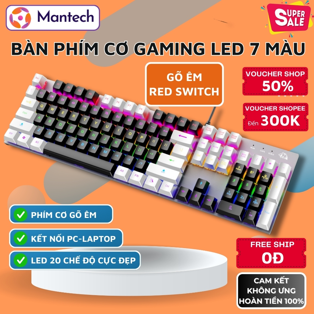 K1 LED Wired Mechanical Gaming Keyboard with 20 Beautiful Flashing ...