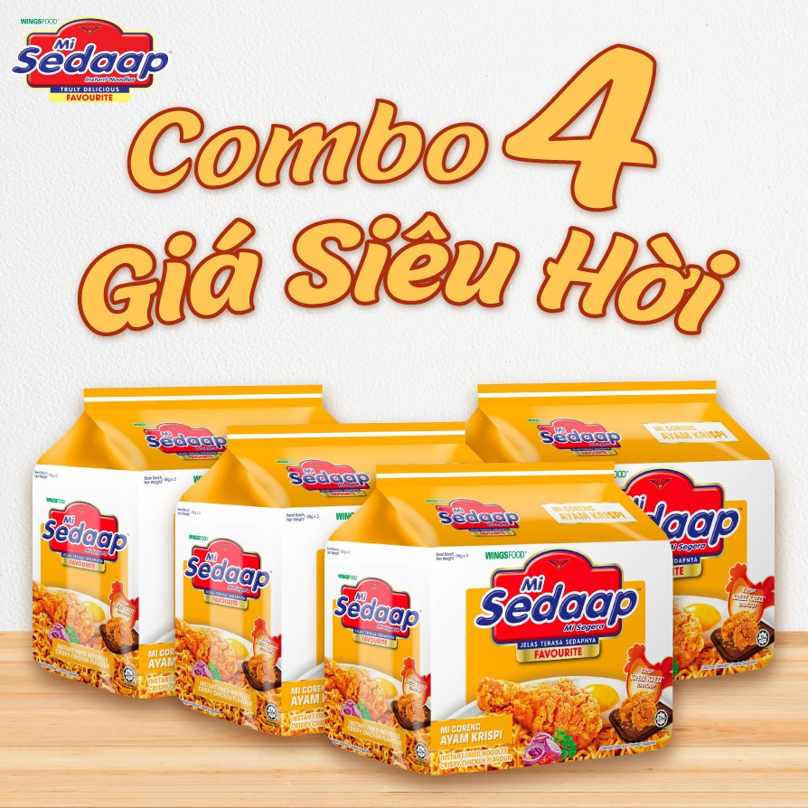 Combo of 4 Lots of 20 Packets of Sedaap Goreng Instant Noodles Crispy ...