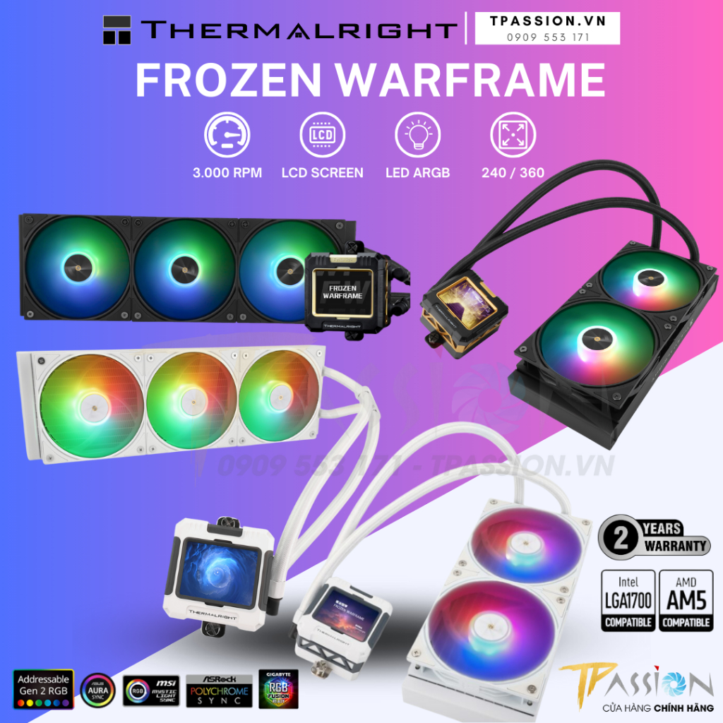 Cpu AIO THERMALRIGHT FROZEN WARFRAME LCD 360 / 240 LED ARGB BLACK ...
