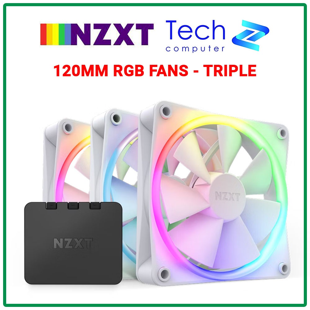 Nzxt F120RGB Set of 3 Fans with Control 120mm RGB Fans Triple (White ...