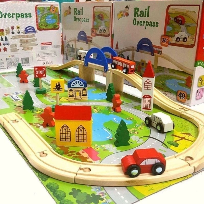 Wooden Traffic Model Set with Car for Children | Shopee Singapore