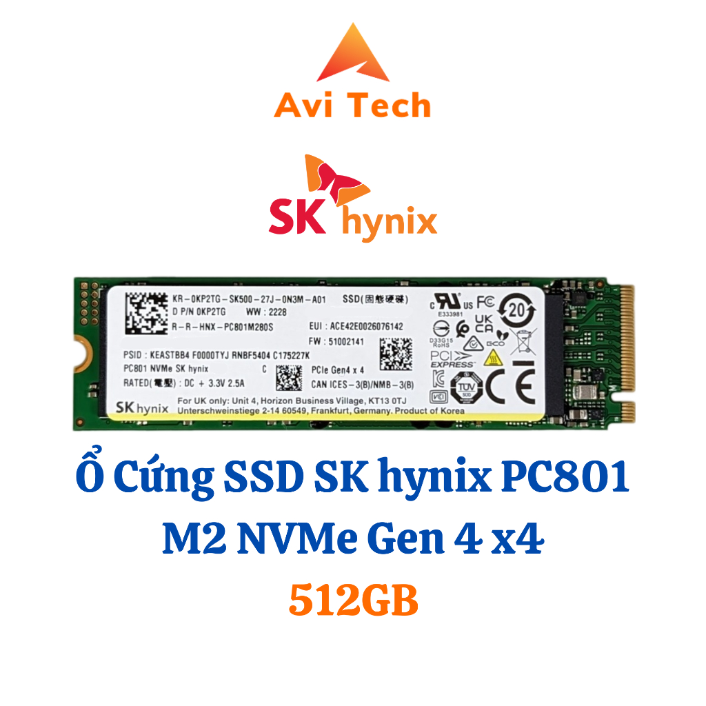 SK HYNIX Sk Hyaluronic PC801 512GB M2 NVMe Gen4 x4 SSD | Shopee Singapore