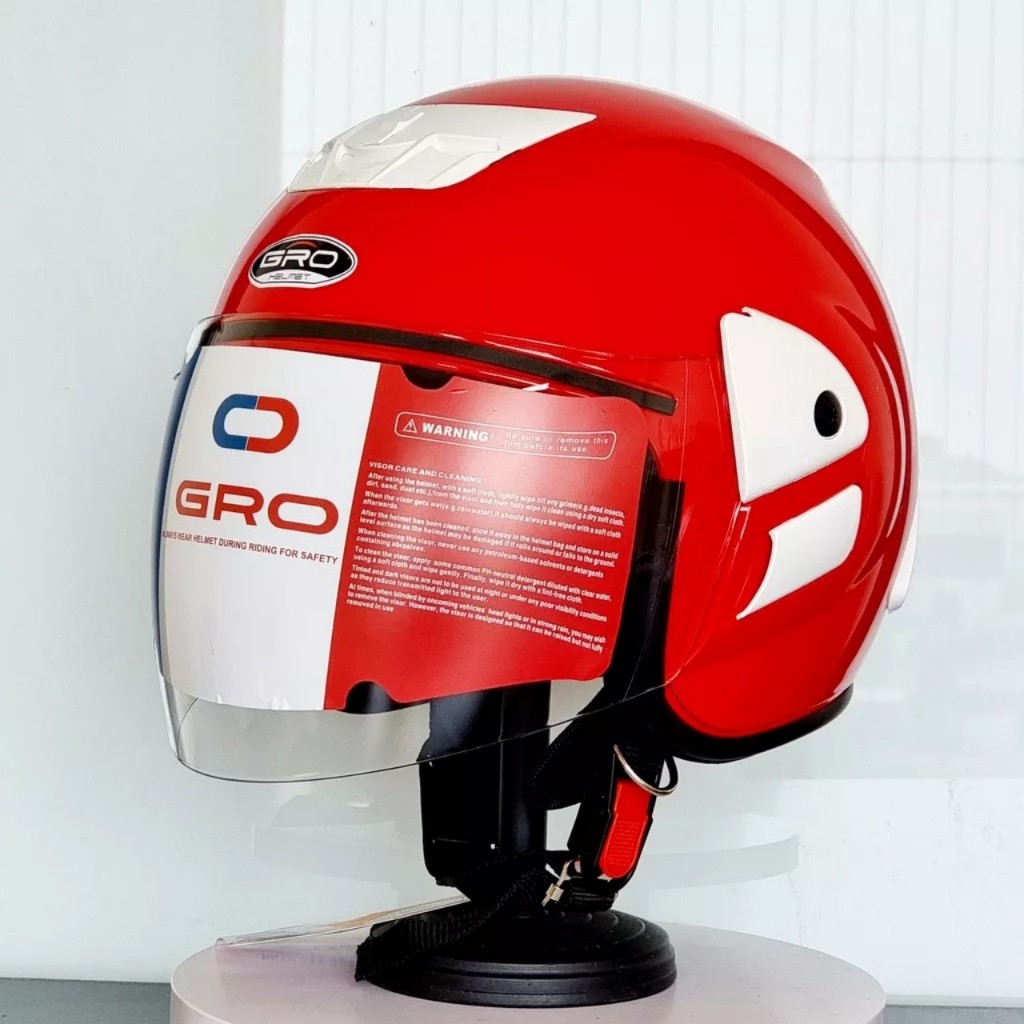 3/4 helmet with glasses Genuine GRO premium S01 | Shopee Singapore