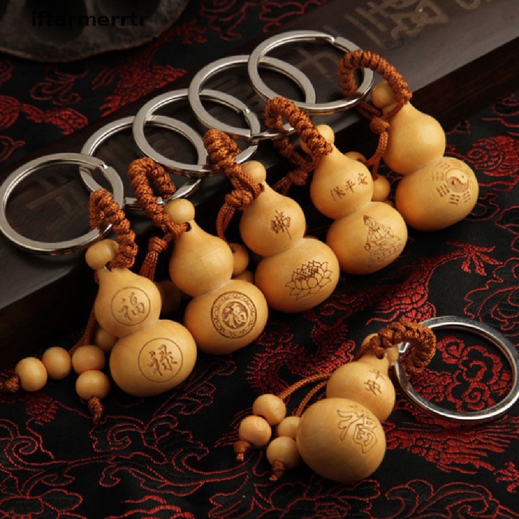 Feng Shui Keychain in the Shape of a Gourd, Made of Natural Wood ...