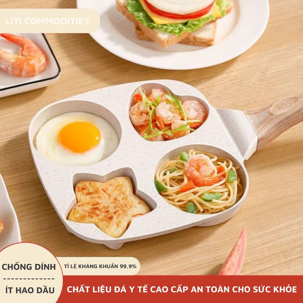 Star heart 4-compartment egg frying pan (for all types of stoves ...