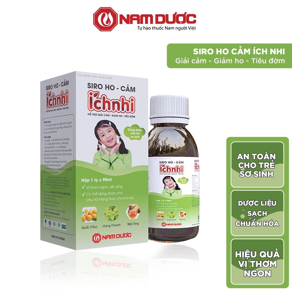 Ich Nhi cough and cold syrup 90ml bottle helps relieve colds, relieve ...