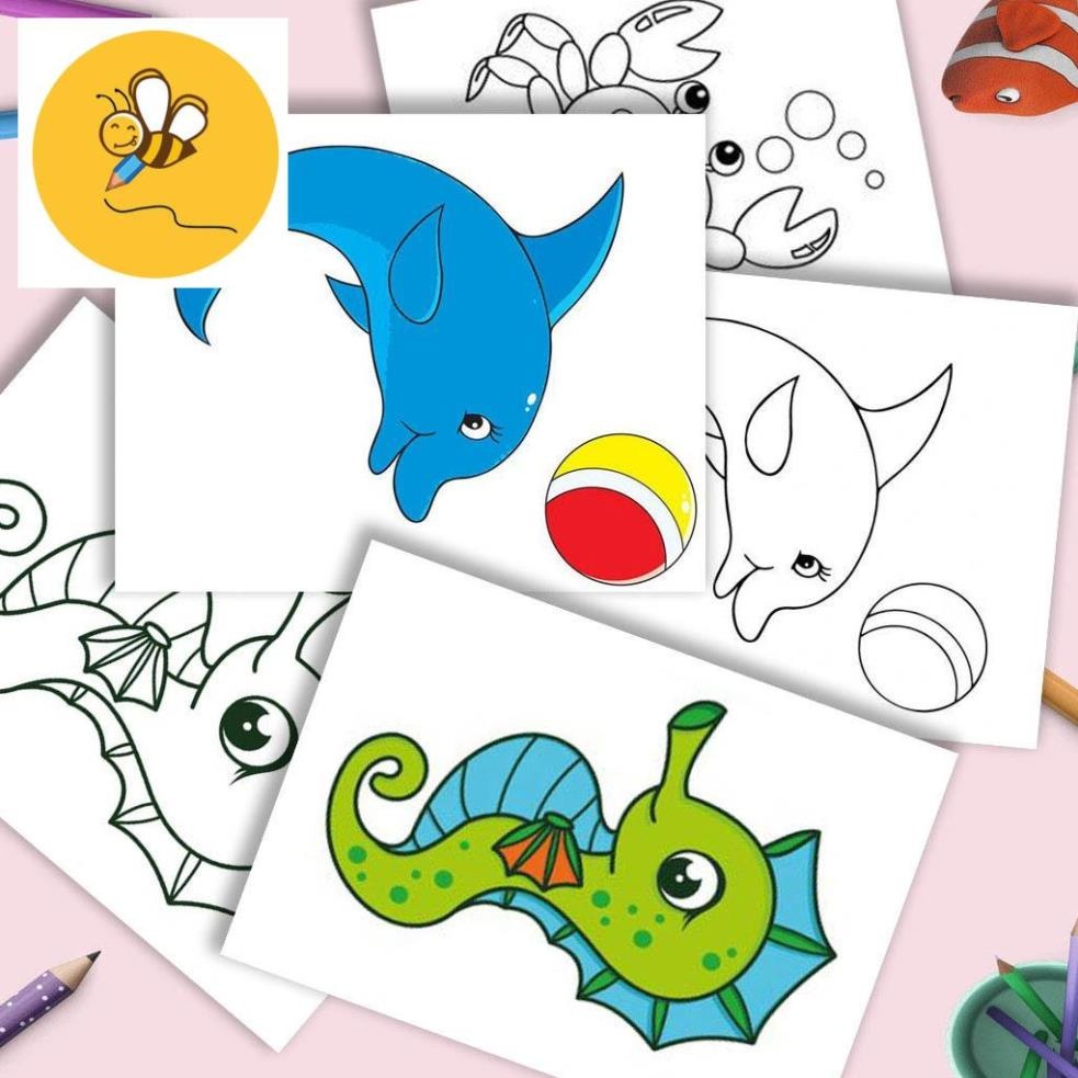Coloring Pages Theme of Exploring the Ocean - Sea Creatures Set of 50 ...